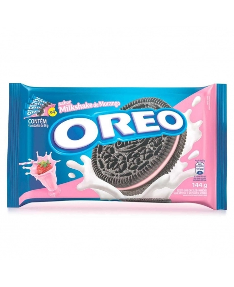 BISCOITO OREO MILKSHAKE DE MORANGO 4 UNIDADES DE 36G - Disfer