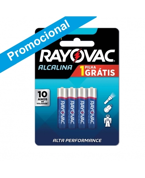 PILHA ALCALINA RAYOVAC AAA LEVE 4 PAGUE 3 - Disfer