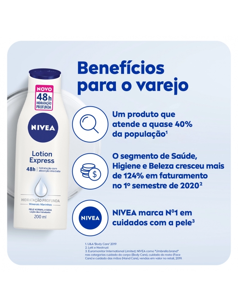 NIVEA Loção Hidratante Lotion Express 48h Hidratação Profunda 200ml